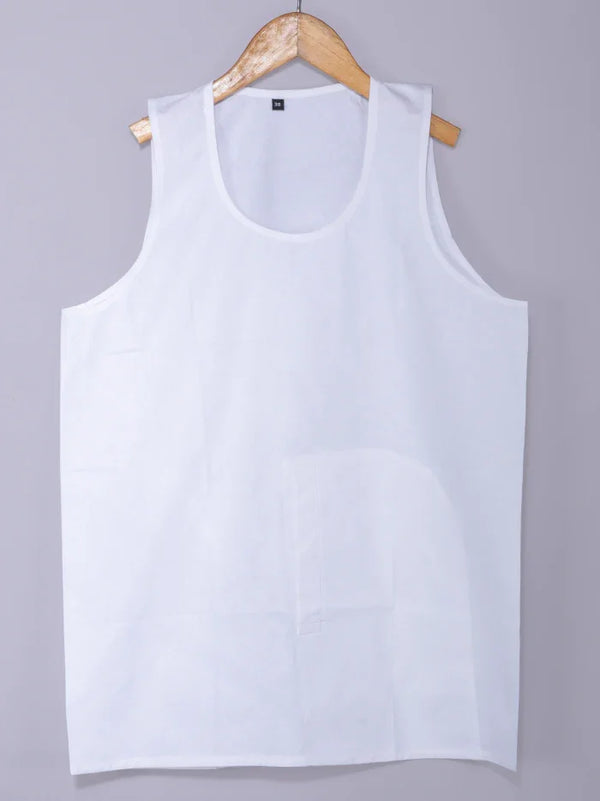 Buy White Handwoven Organic Cotton Baniyan - Weavers India – WeaversIndia